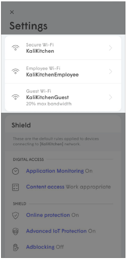 How do I manage my network name and passwords in the Cogeco Business Wi ...
